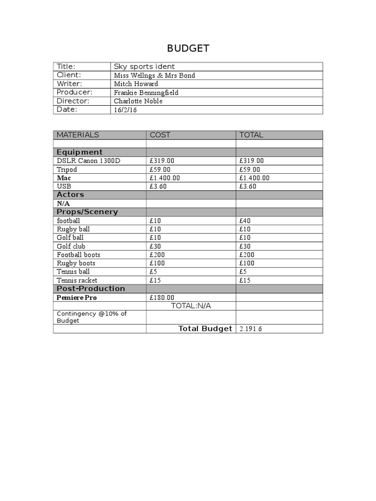 10 Budget | PDF | Leisure | Sports Equipment