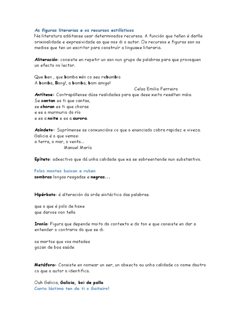 As Figuras Literarias e Os Recursos Estilísticos