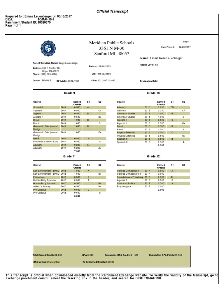 Transcript 3 16 17 | PDF | Grading (Education) | Academia