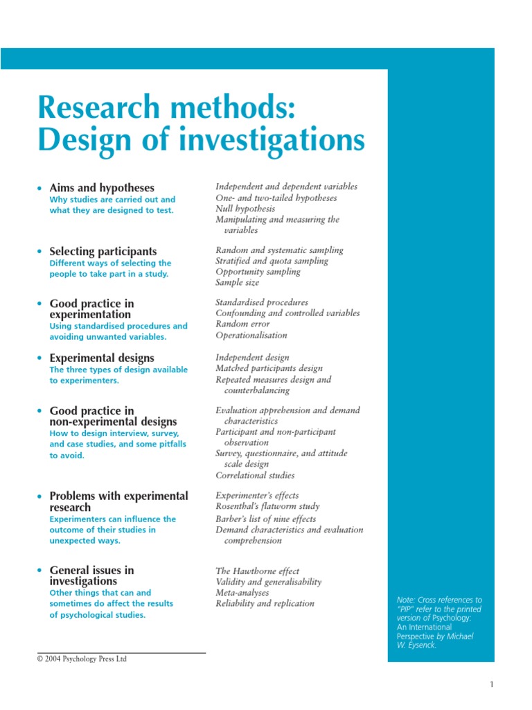 Research Methods Design of Investigations | Download Free PDF ...