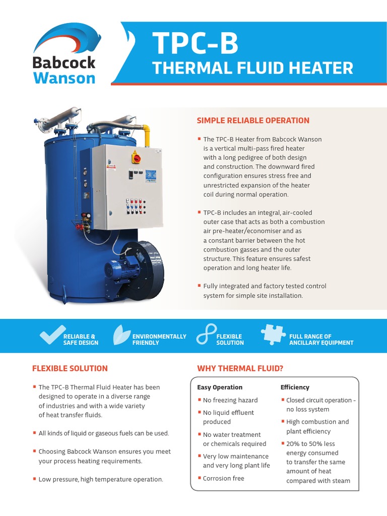 Thermal Fluid Heaters TPC B Babcock Wanson | PDF | Hvac | Combustion