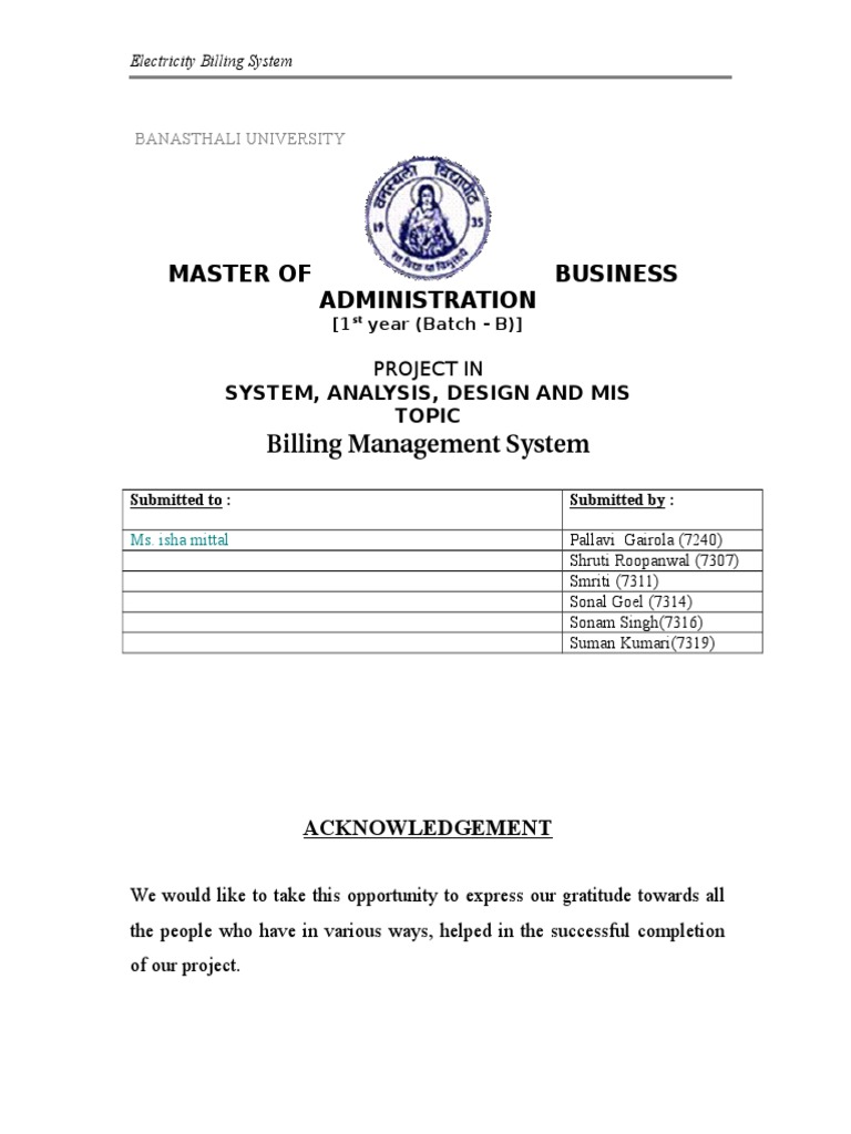 Electricity Bill Project Report | Feasibility Study | Databases