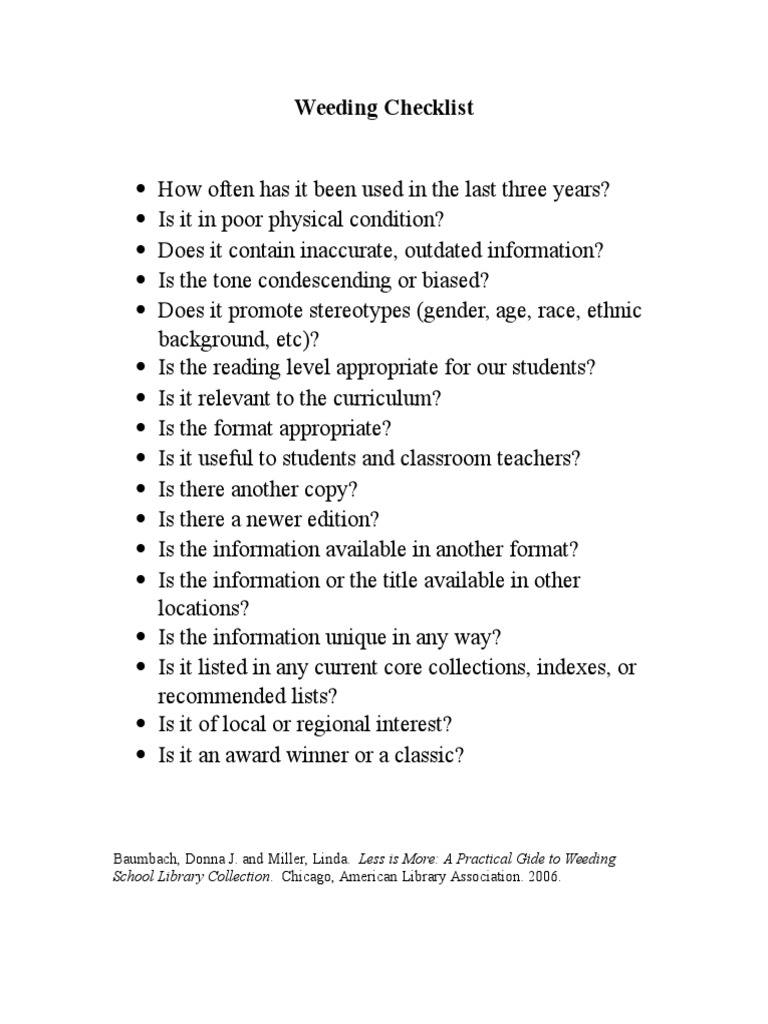 Weeding Checklist | PDF