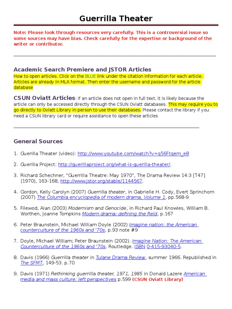 Guerilla Theatre | PDF | Theatre | Performing Arts