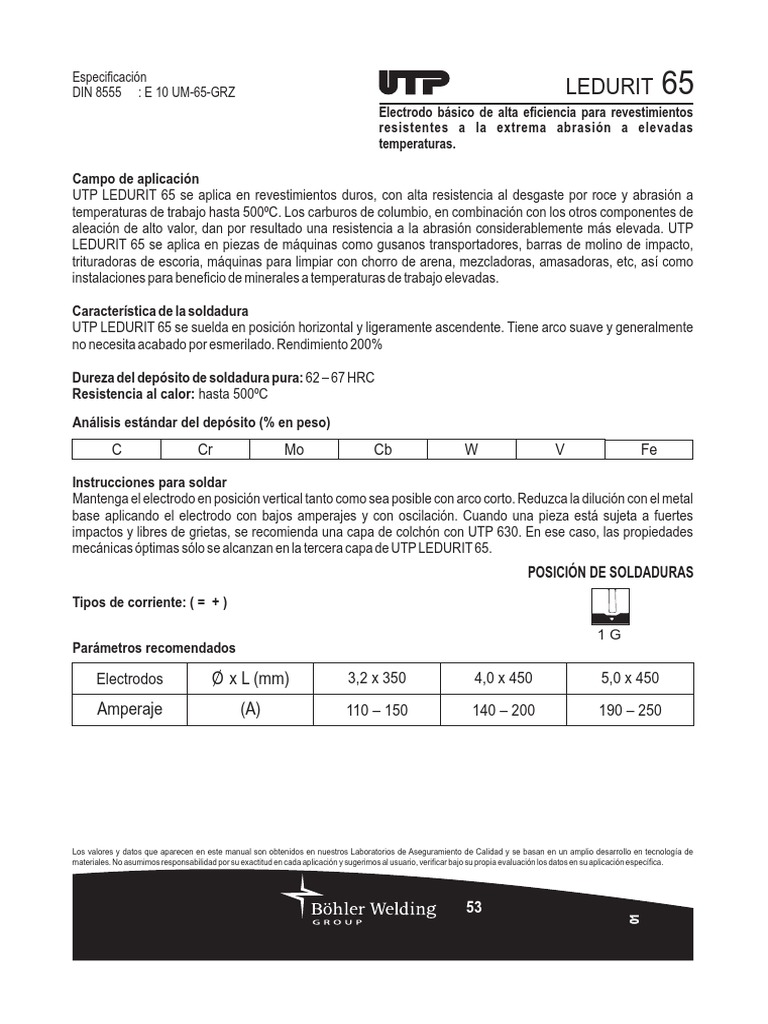 Utp Ledurit 65 Rev. 01 | PDF | Soldadura | Construcción