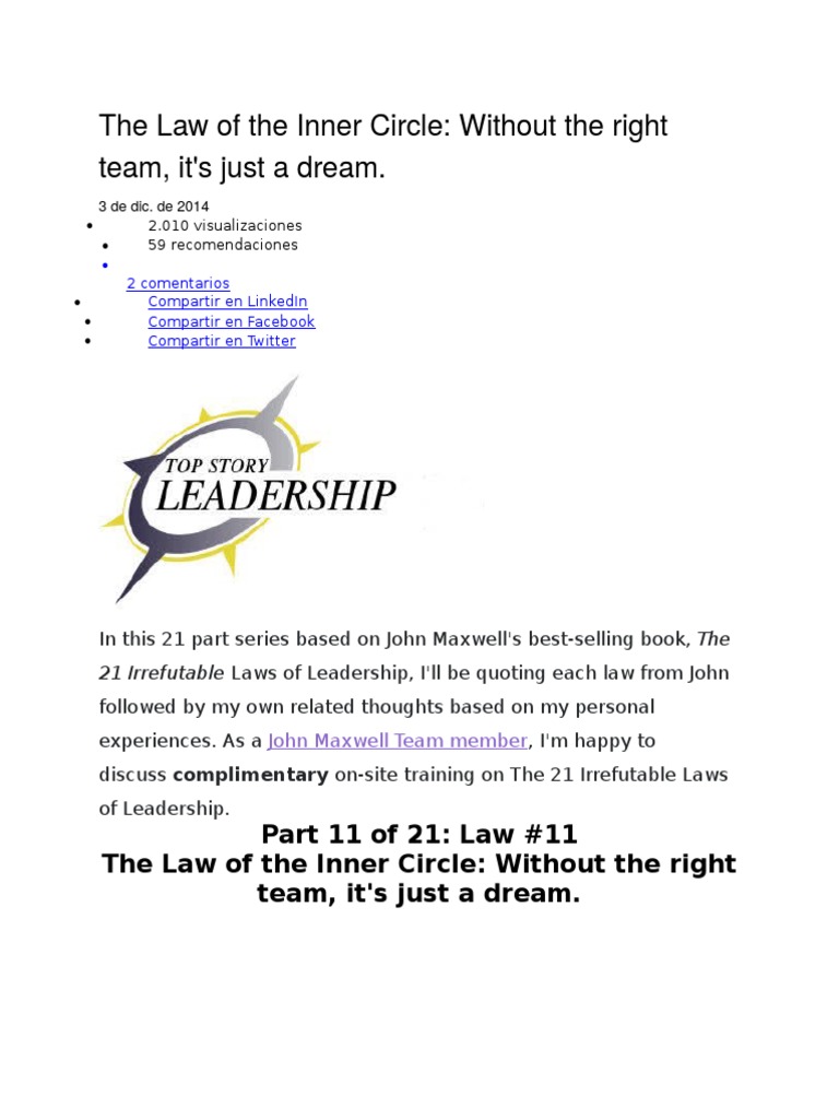 The Law of The Inner Circle | PDF | Intuition | Leadership
