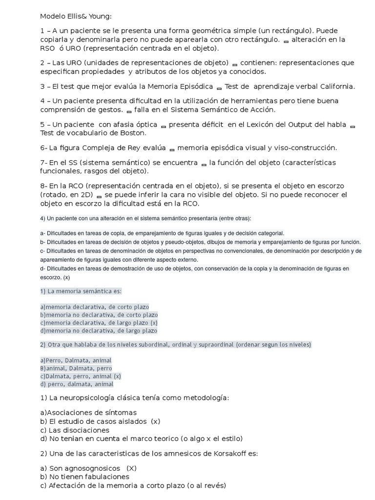 Modelo Ellis | PDF | Memoria | Evaluación neuropsicológica