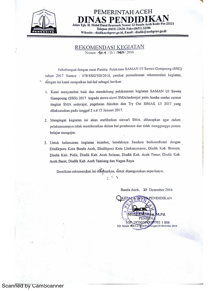 Surat Rekom Kegiatan | PDF