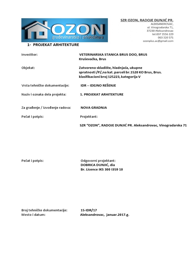 Projekat Arhitekture IDR | PDF