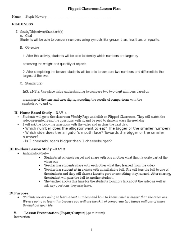 Edu 200 Flipped Classroom Lesson Plan Template | PDF | Lesson Plan ...