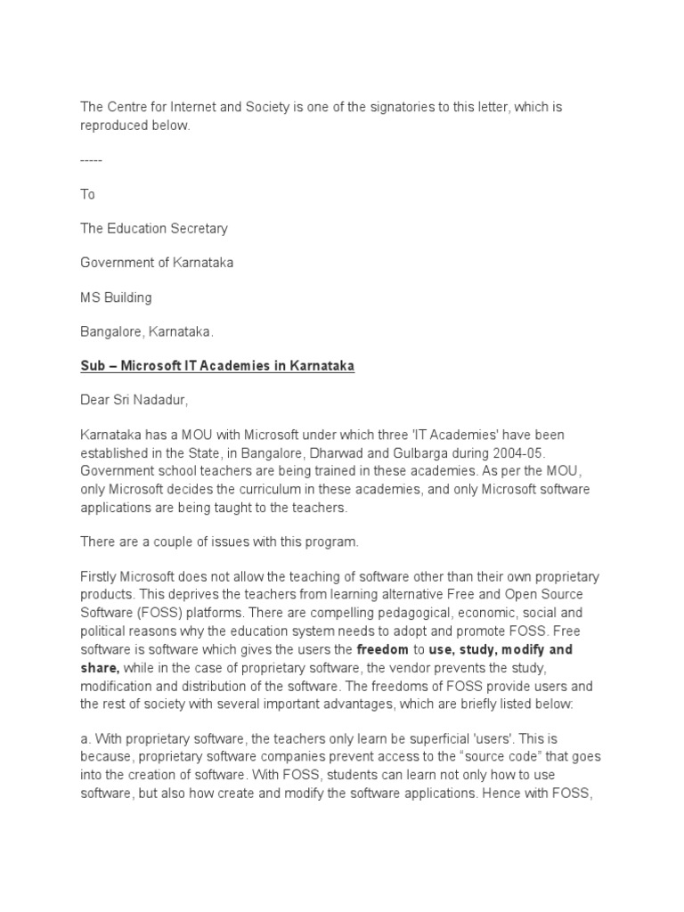 Letter Format | PDF | Proprietary Software | Free Software