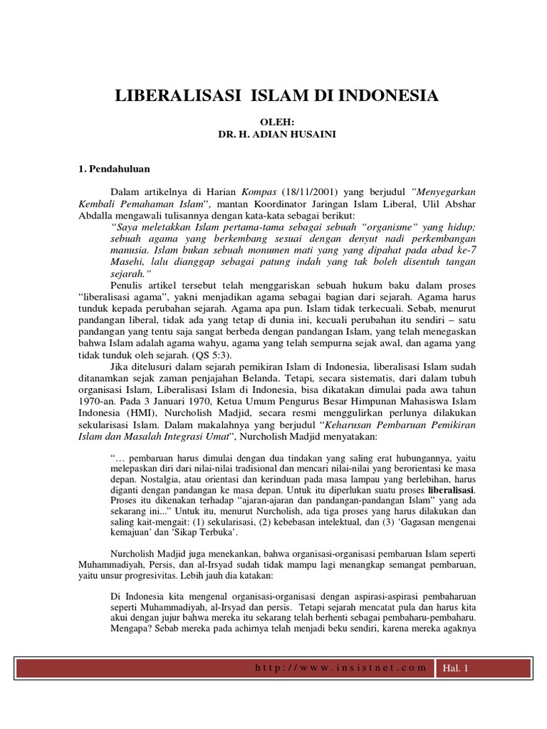 Liberalisasi Islam Di Indonesia PDF | PDF