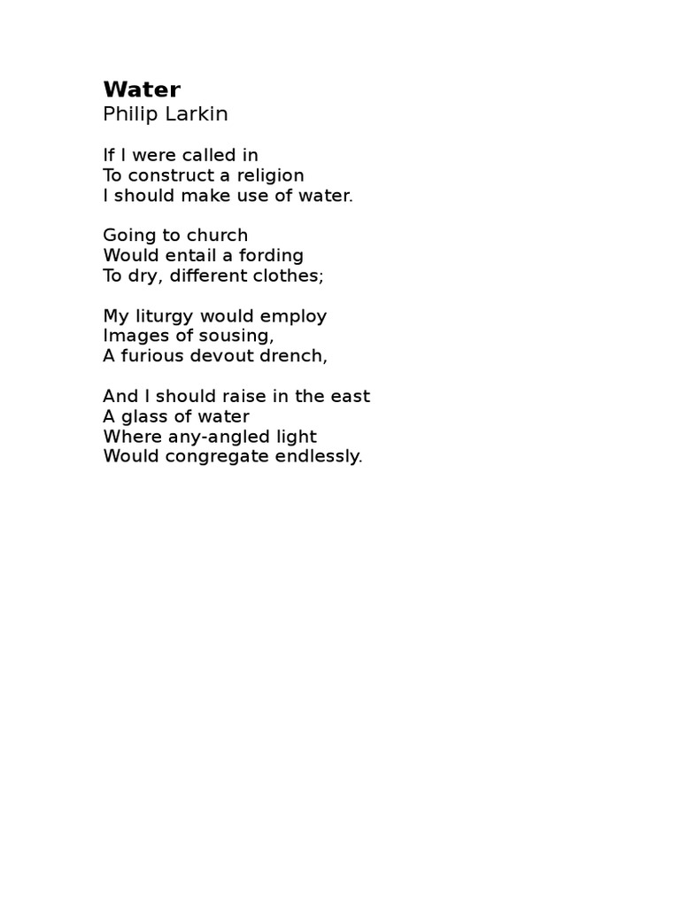 Water Philip Larkin | PDF
