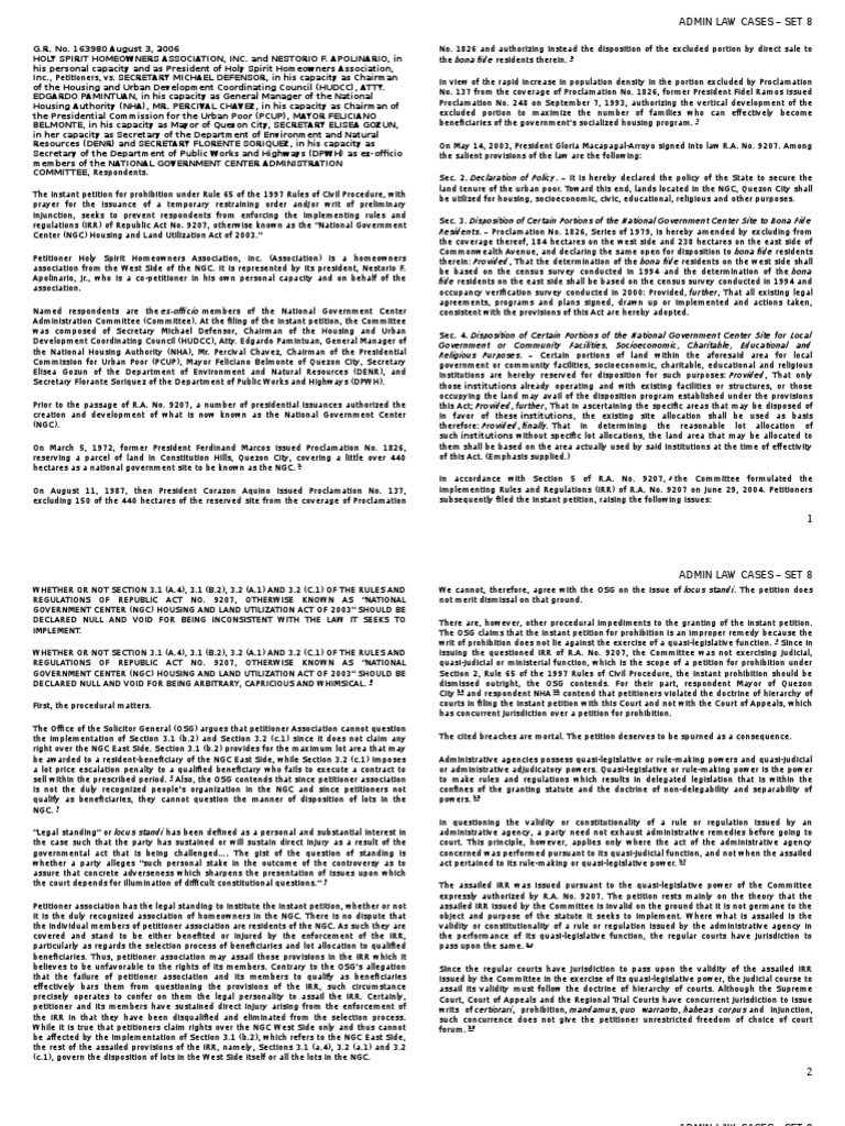 Set 8 Admin Law Cases | PDF | Food And Drug Administration | Writ Of Prohibition