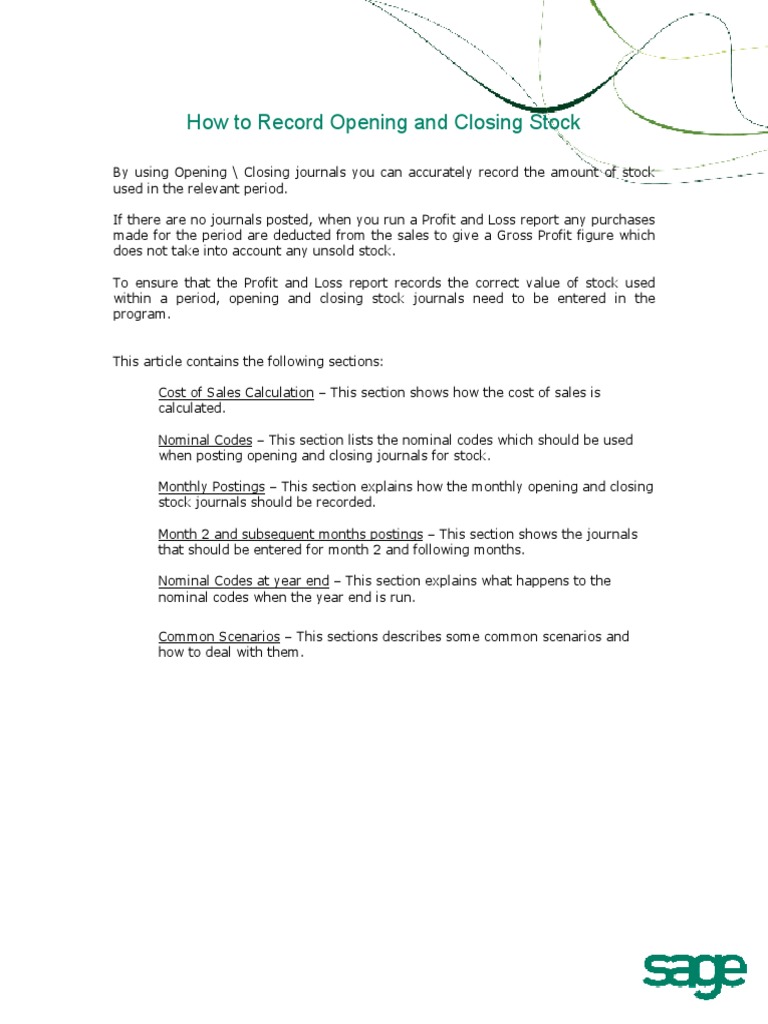 How To Record Opening and Closing Stock | PDF | Debits And Credits ...