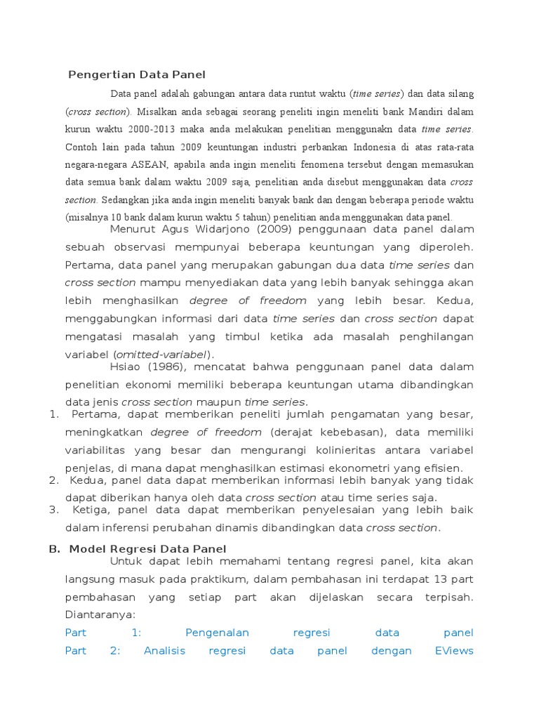 Pengertian Data Panel | PDF