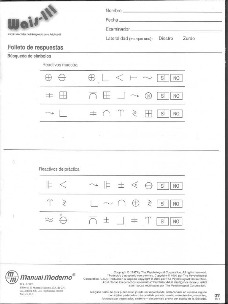 WAIS III Búsqueda de Símbolos | PDF