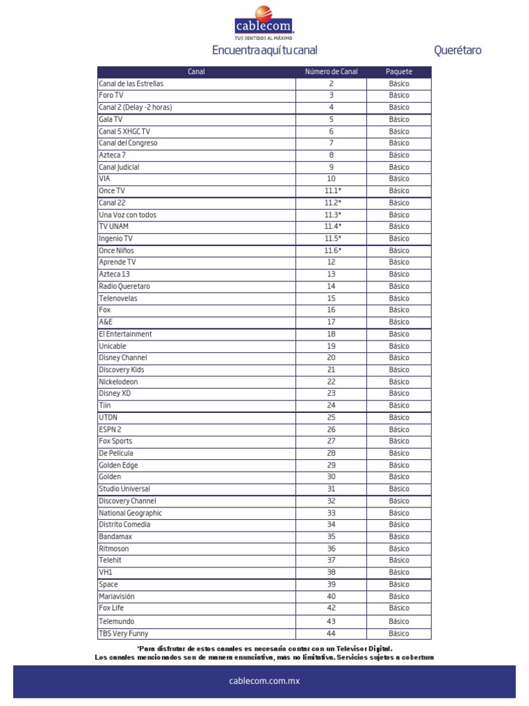 Canales Cablecom | PDF | Industria de medios | Vídeo