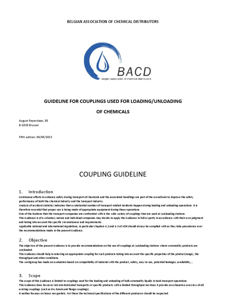Coupling Guidelines for Chemical Unloading | PDF | Polyethylene | Acid