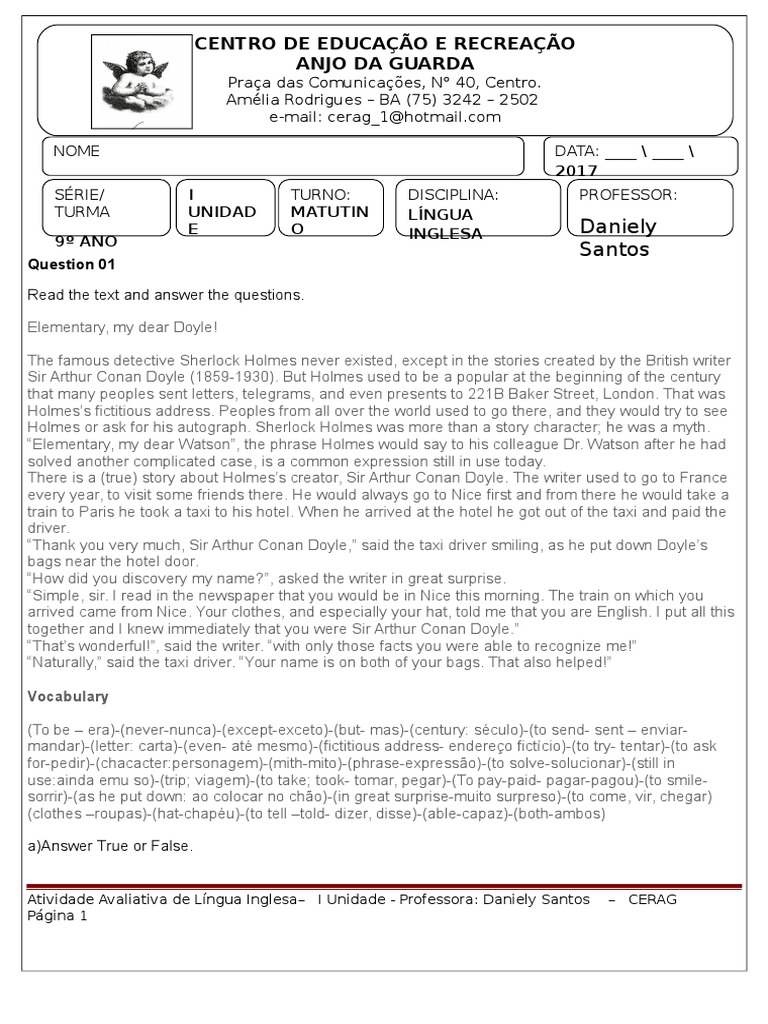 Understanding English Through Sherlock Holmes: An Analysis of a Student ...