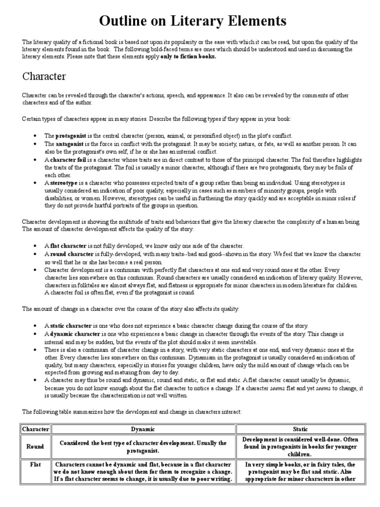 A Comprehensive Guide to Analyzing Literary Elements in Fiction | PDF ...