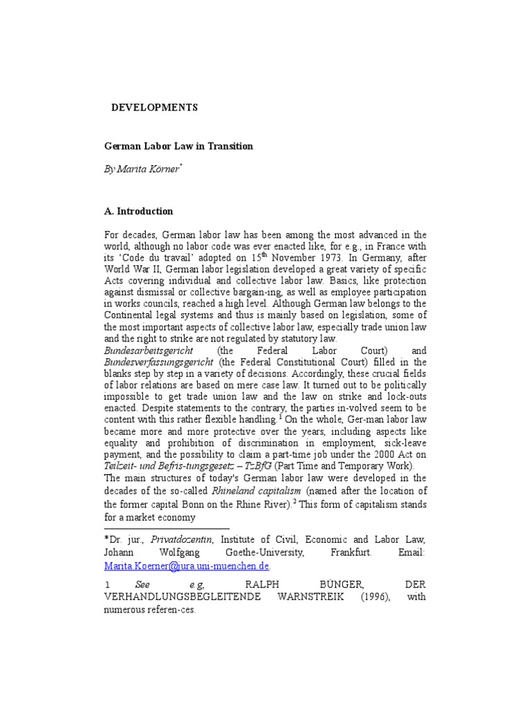 German in Labor Law Transition | PDF | Trade Union | Employment