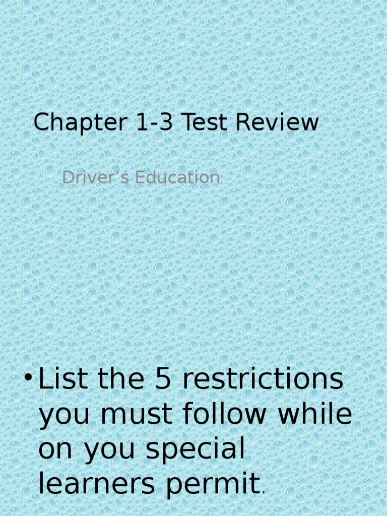 Drivers Ed Chapter 1 Test Review | PDF | Driving | Seat Belt