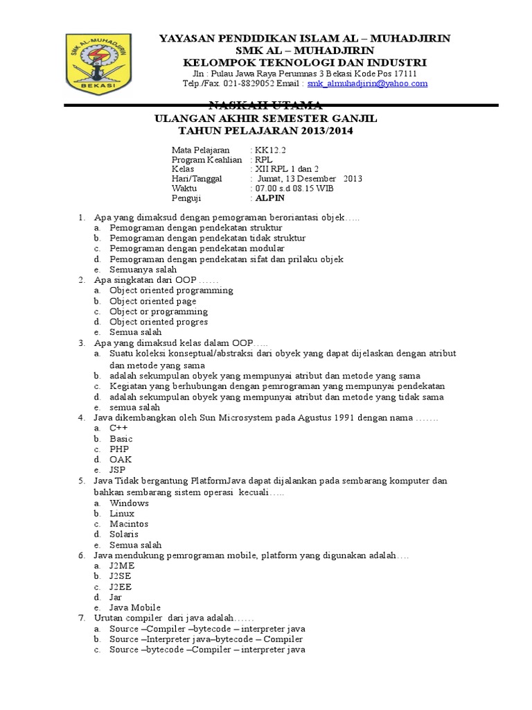 Soal Java Pilihan Ganda | PDF