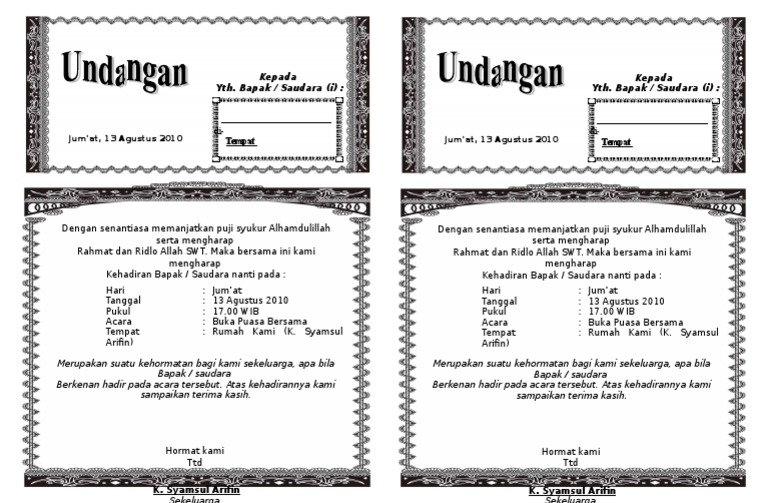 Undangan 2 Kolom | PDF