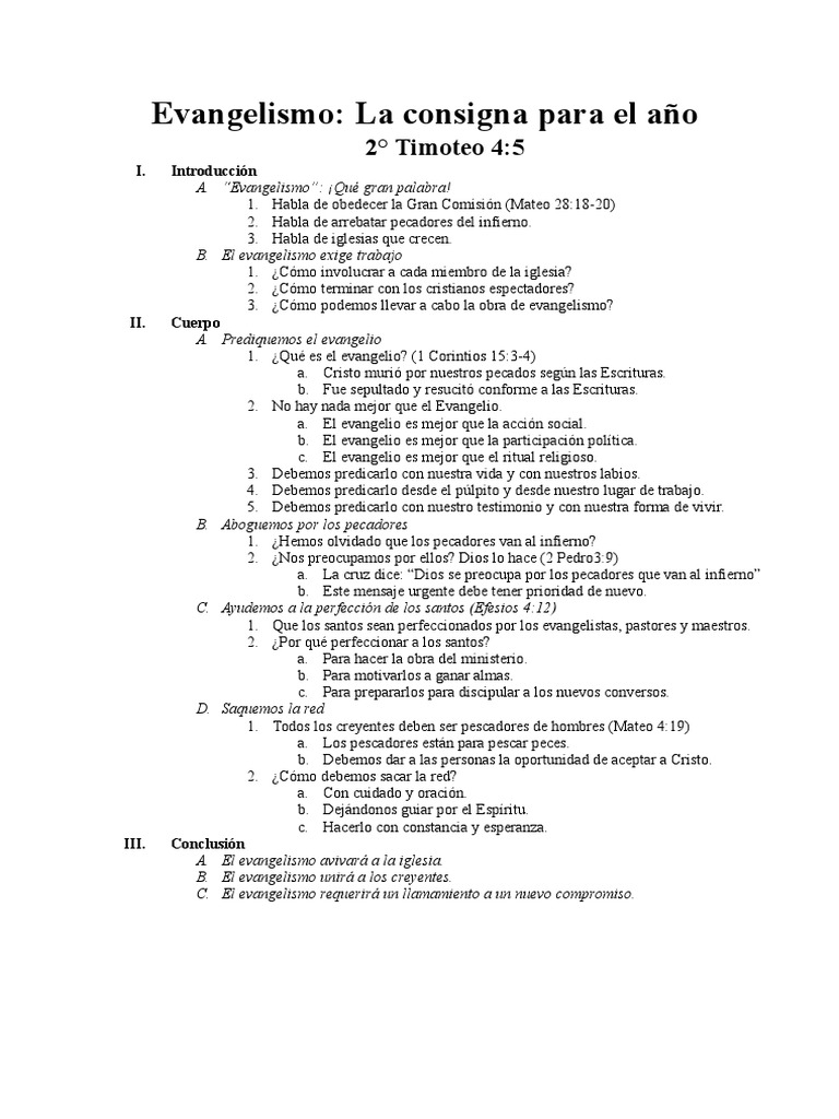 Evangelismo - La Consigna para El Año 08-01-2017 | PDF | Evangelios ...