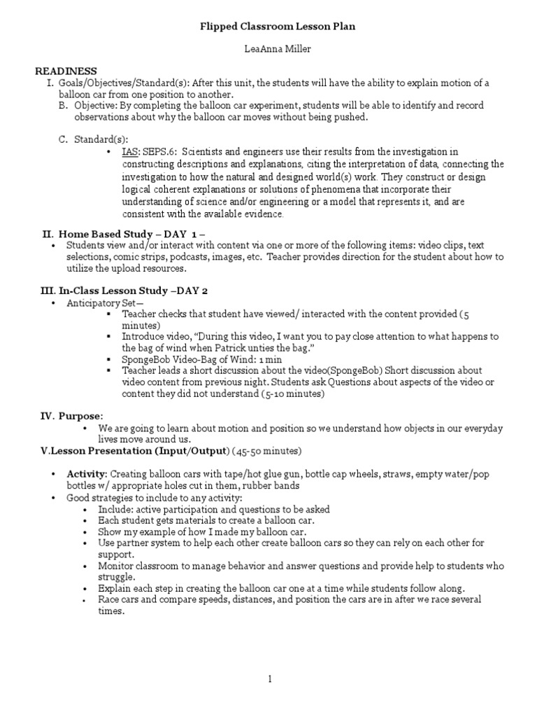 Flipped Classroom Lesson Plan Template | PDF | Educational Assessment ...
