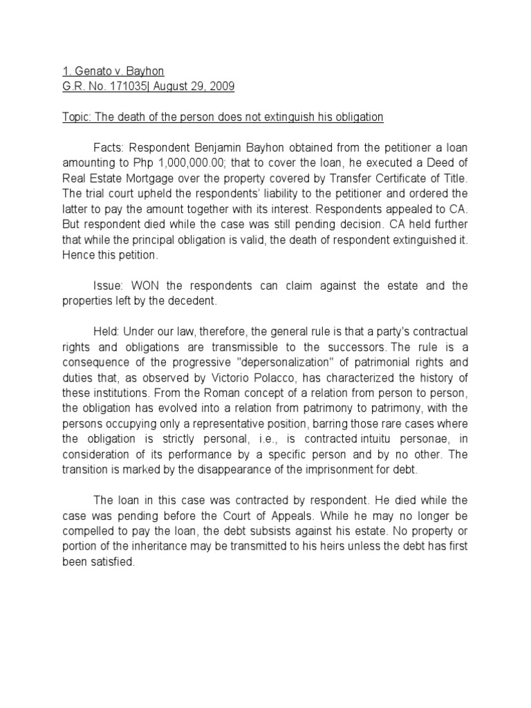 Genato V Bayhon | PDF | Inheritance | Property