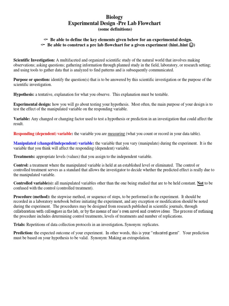 Constructing the Blueprint: A Pre-Lab Flowchart for Experimental Design ...