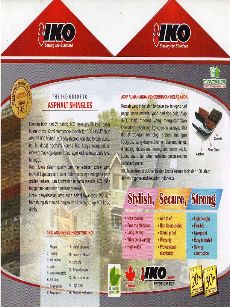 Brosur Atap Single Bitumen AspalIKO PDF | PDF