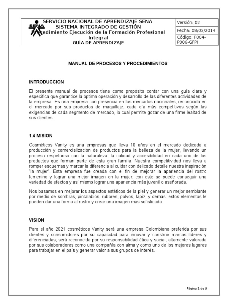 Manual de Procesos | PDF | Recursos humanos | Aprendizaje