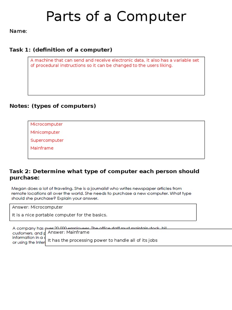 Parts of A Computer | PDF