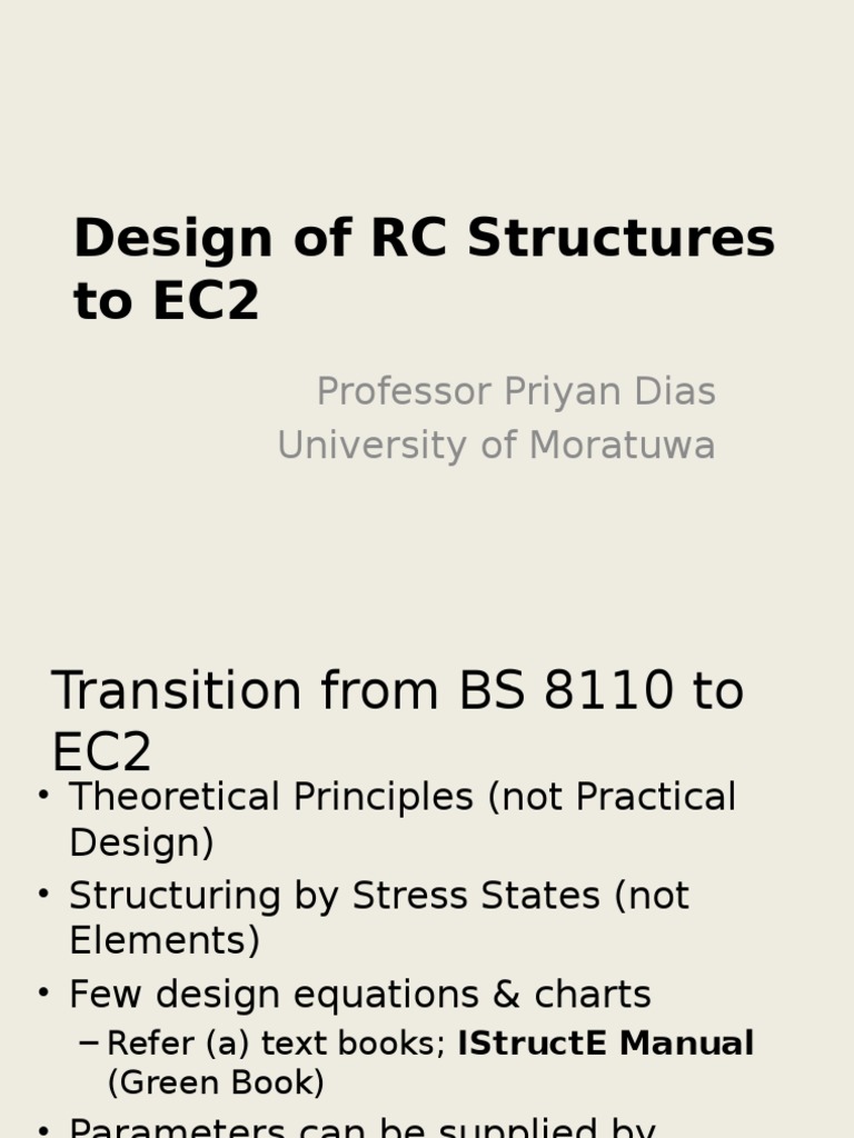Design of RC Structures To EC2 - v.2.1 Priyan Dias | PDF | Bending | Column
