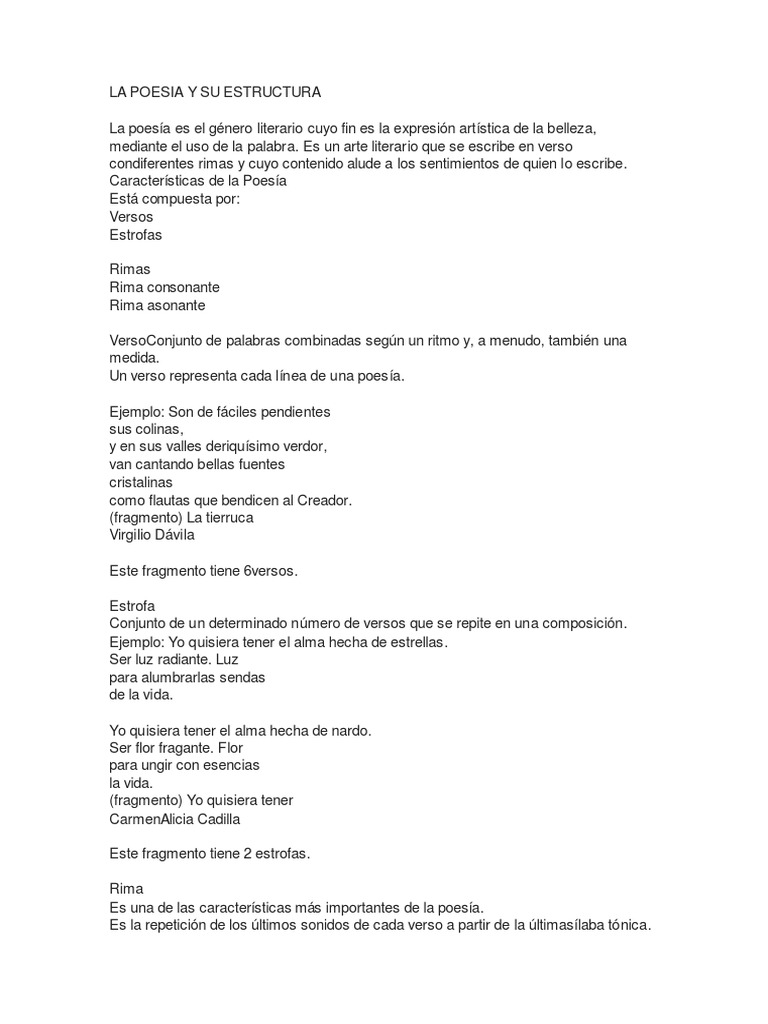 La Poesia y Su Estructura | PDF | Metro (poesía) | Rima
