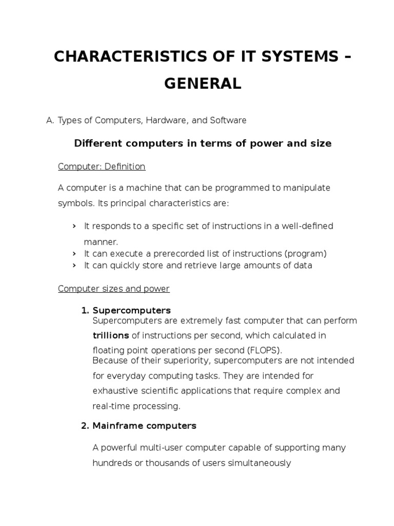 General Characteristics of It Systems | PDF | Computer Program ...
