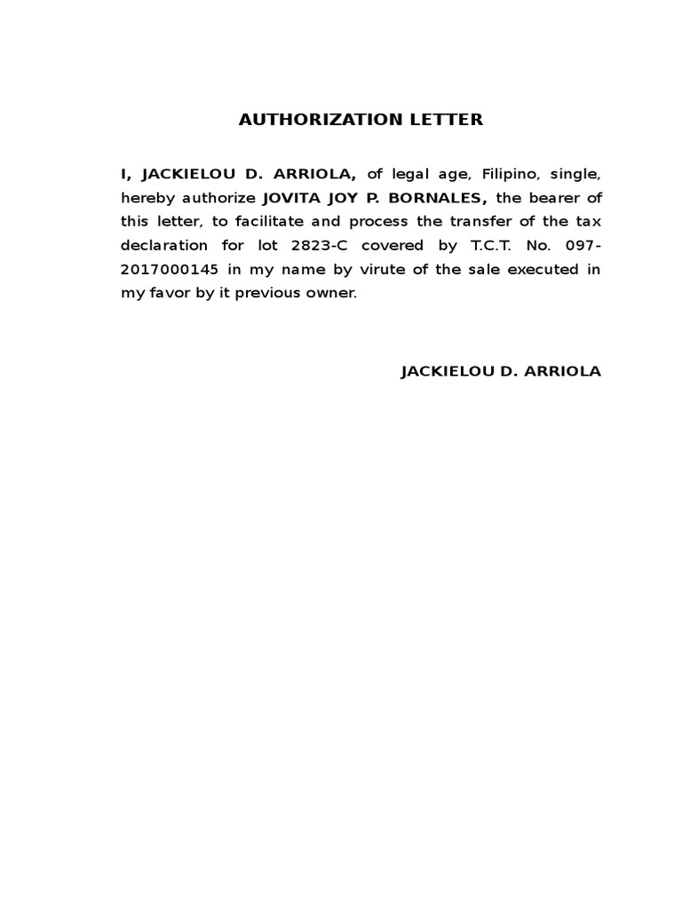 Authorization Letter Sample | PDF