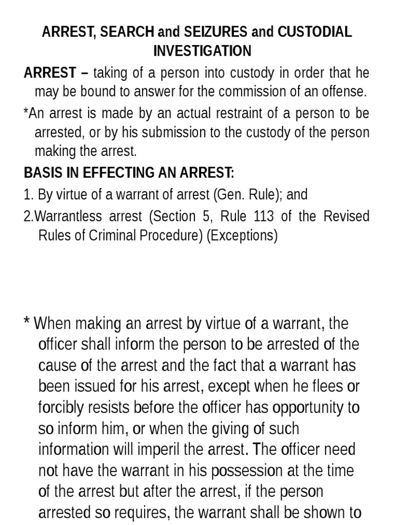 Arrests | Download Free PDF | Search And Seizure | Search Warrant