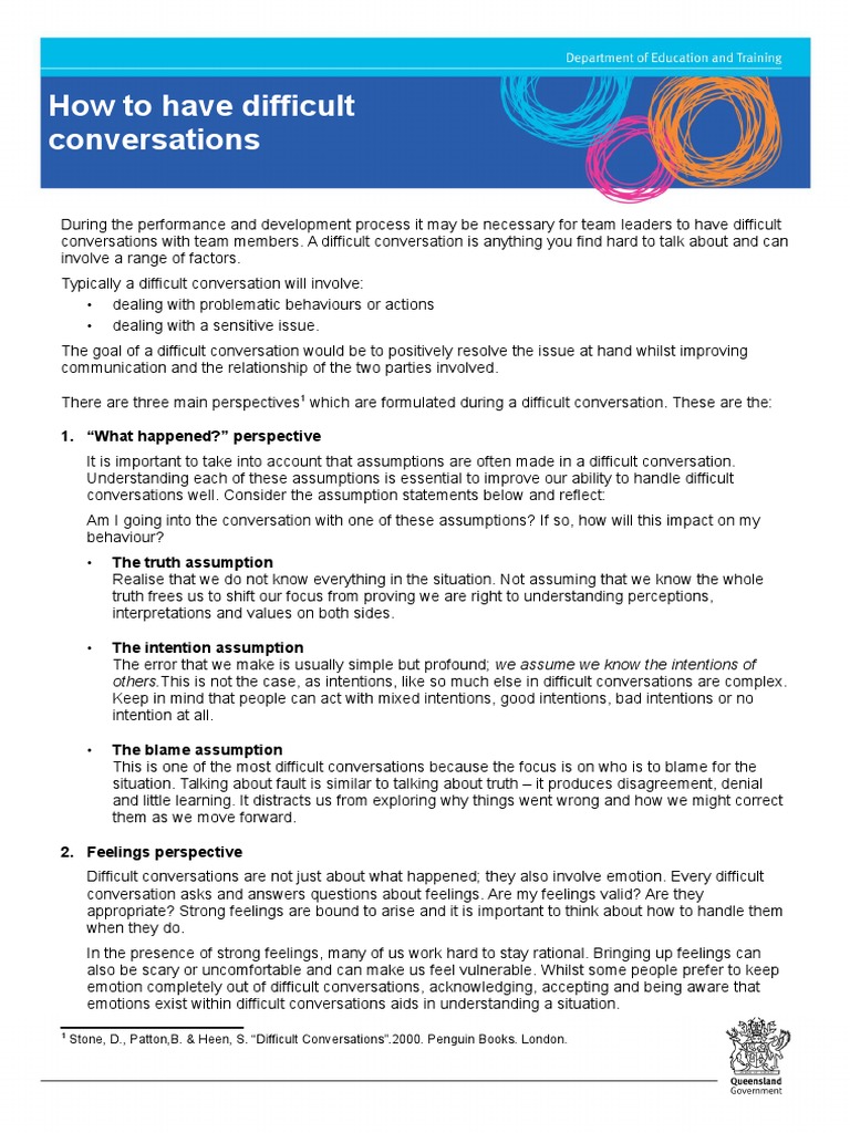 Difficult Conversations | PDF | Conversation | Intention