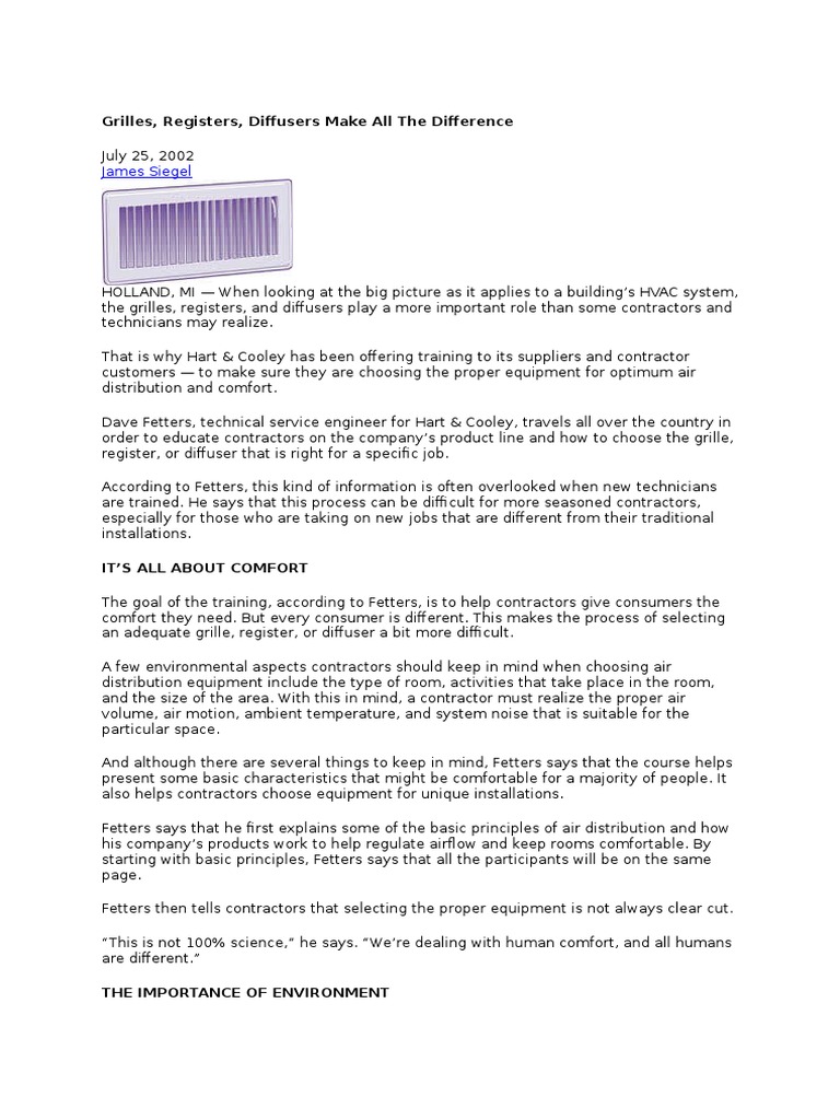 Grilles & Diffusers Selection | PDF | Hvac | Building Engineering