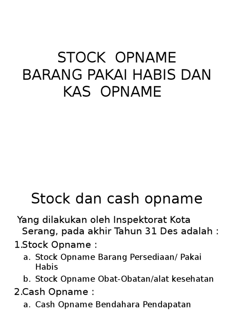 Laporan Stock dan Cash Opname 2013 | PDF | Pengelolaan Keuangan & Uang ...