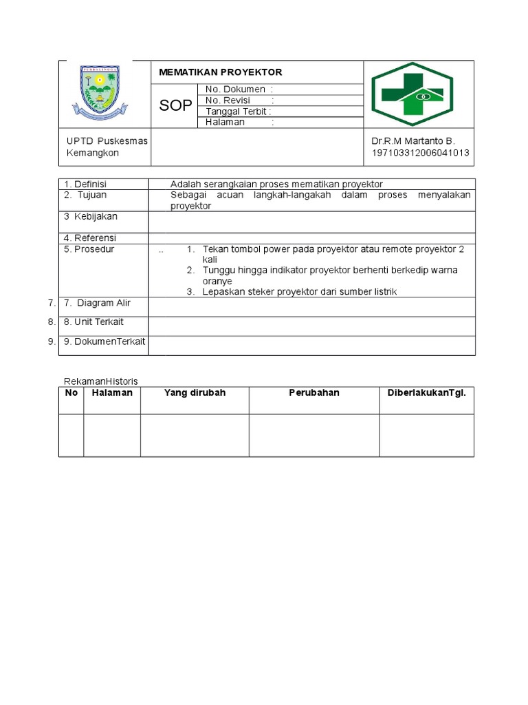 Sop Mematikan Proyektor | PDF