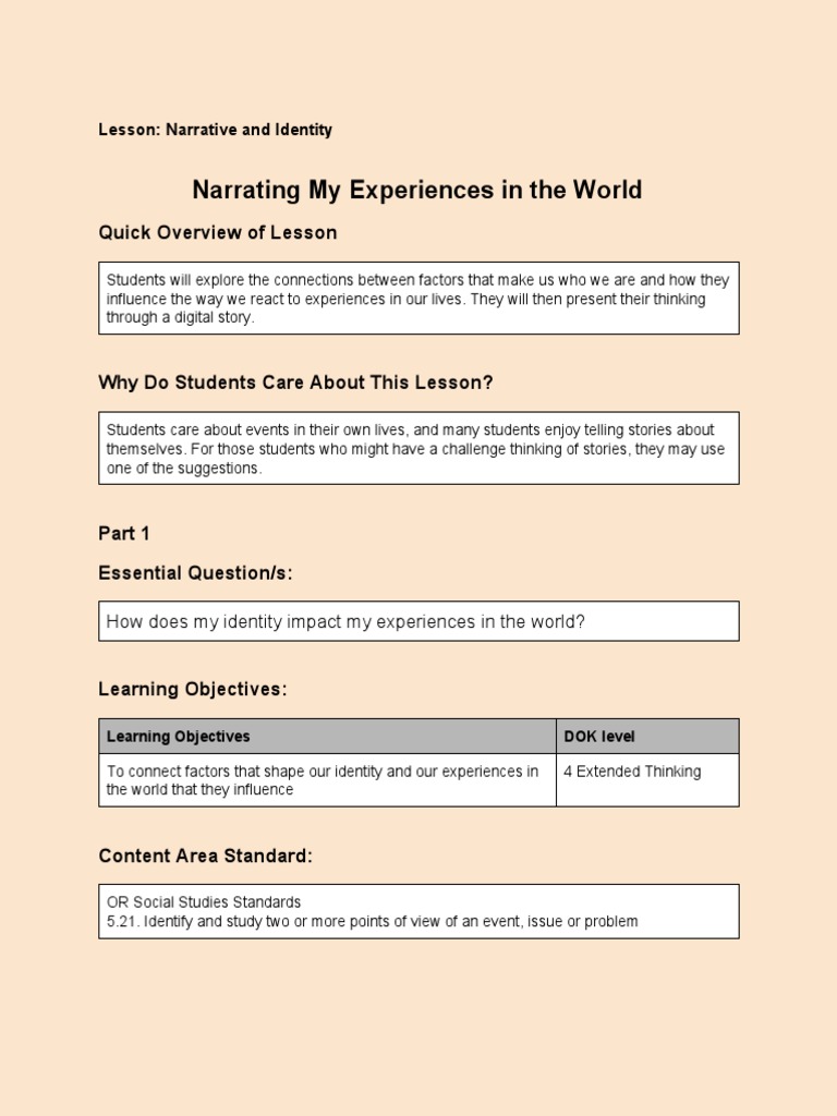 Narrativelessonplan | PDF | Narrative | Educational Assessment