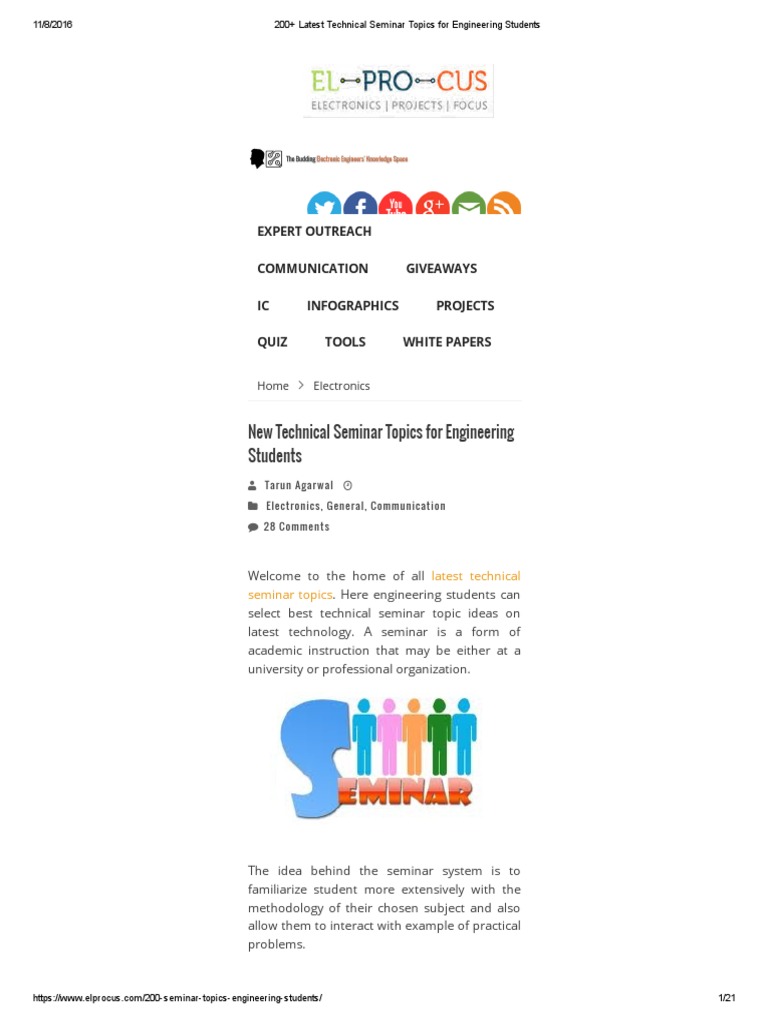 200+ Latest Technical Seminar Topics For Engineering Students | PDF ...