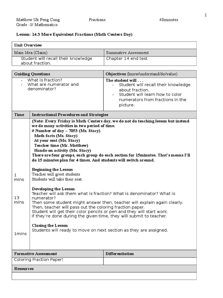 Lesson Plan Day 5 | PDF