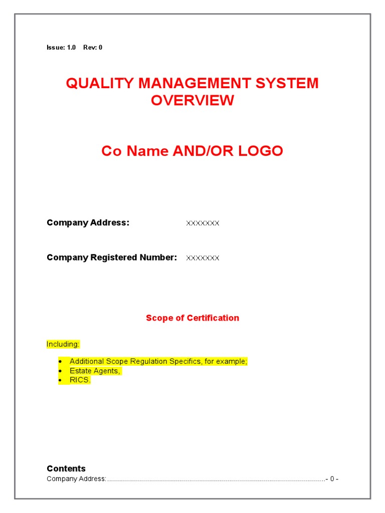 ISO 9001 Quality Manual 2015 Template | PDF | Internal Audit | Audit