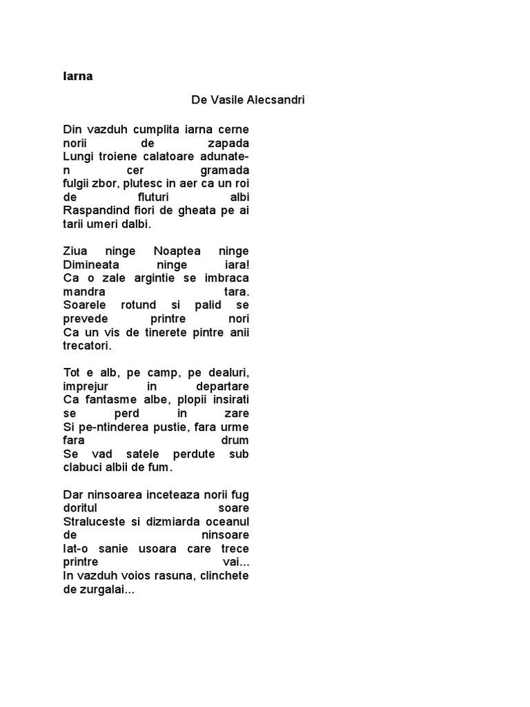 Iarna Vasile Alecsandri | PDF